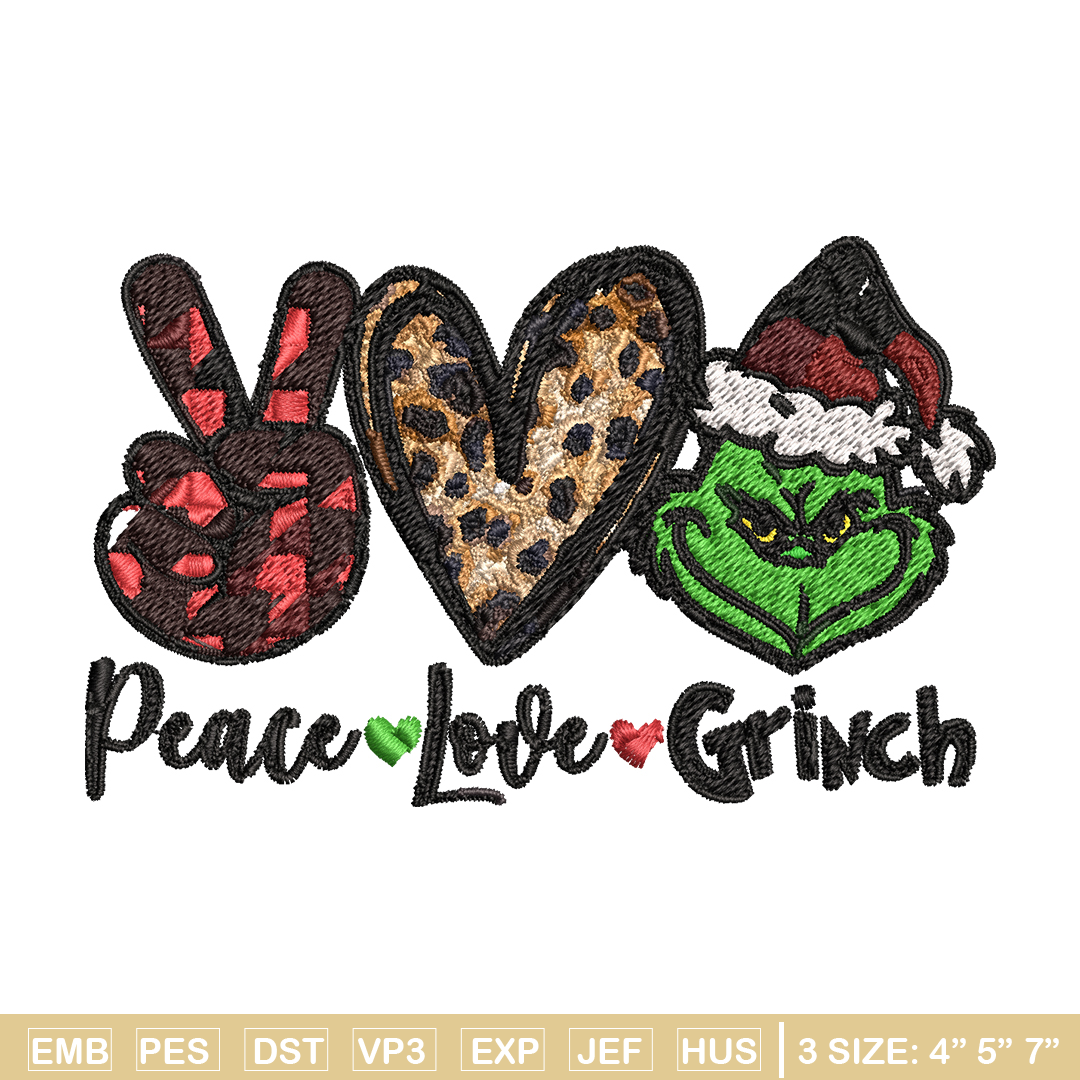 Peace love Grinch Embroidery design, Grinch christmas Embroi | Inspire ...
