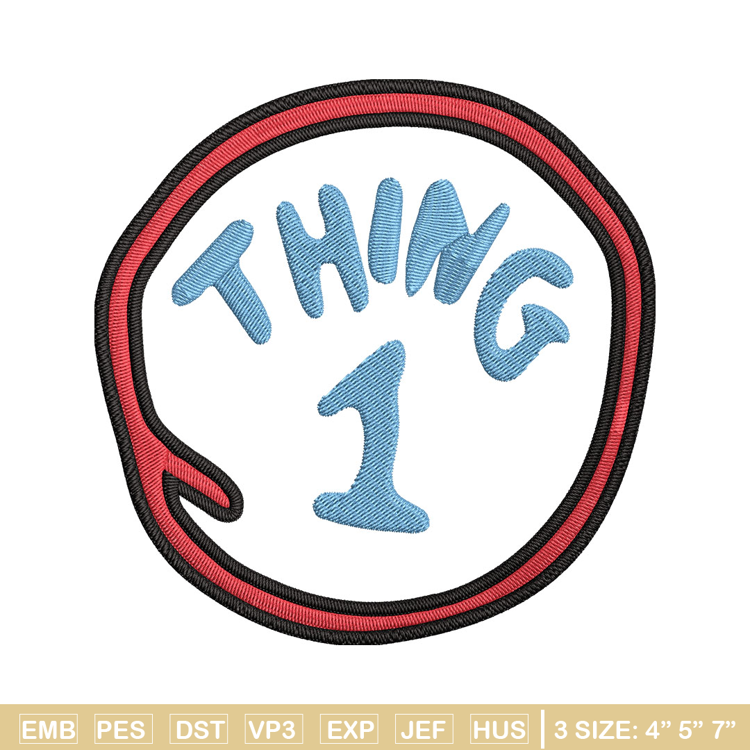 Thing 1 logo Embroidery Design, Embroidery File, logo Embroi | Inspire ...