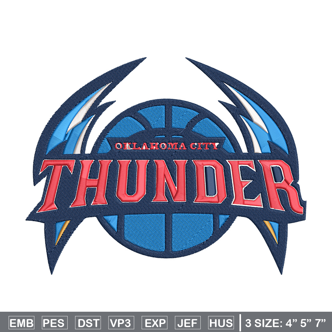 Oklahoma Thunder logo embroidery design,NBA embroidery,Sport | Inspire ...