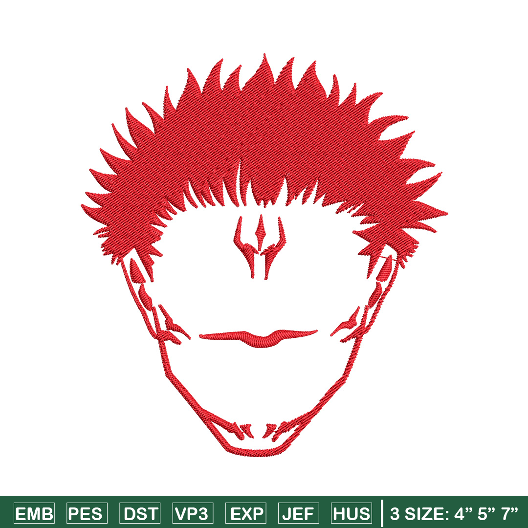 Sukuna face Embroidery Design, Jujutsu Embroidery, Embroider - Inspire ...