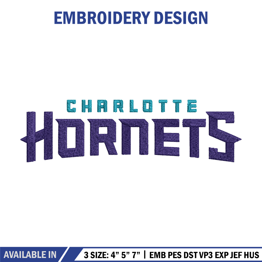 Charlotte Hornets logo embroidery design,NBA embroidery, Spo | Inspire ...