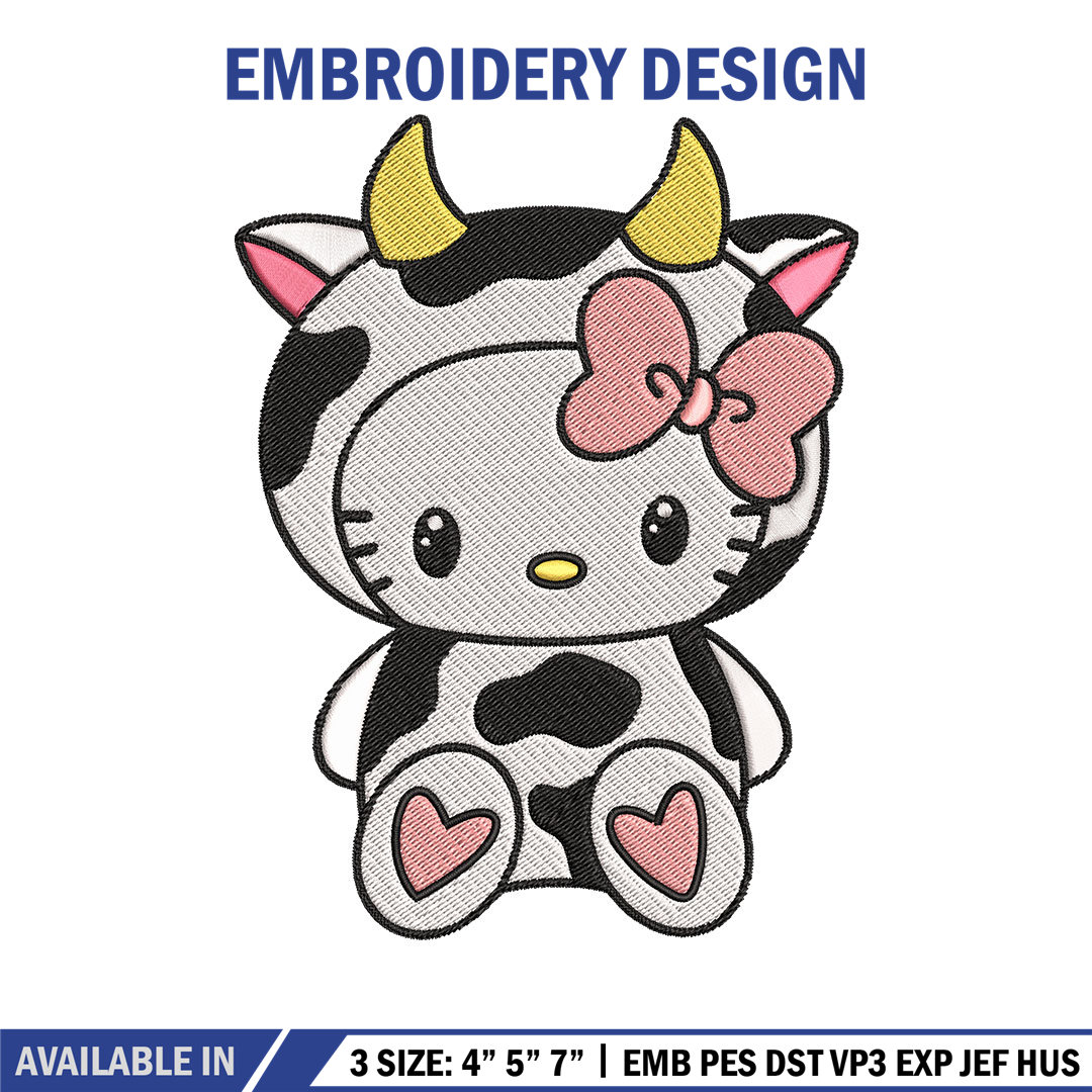 Cow Hello Kitty Embroidery Design, Hello Kitty Embroidery, E | Inspire ...
