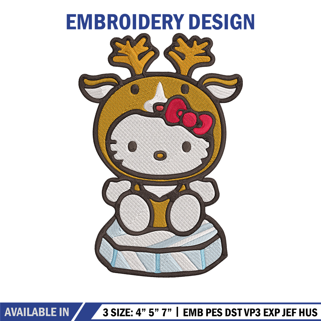 Hello kitty reineer Embroidery Design, Hello kitty Embroider | Inspire ...