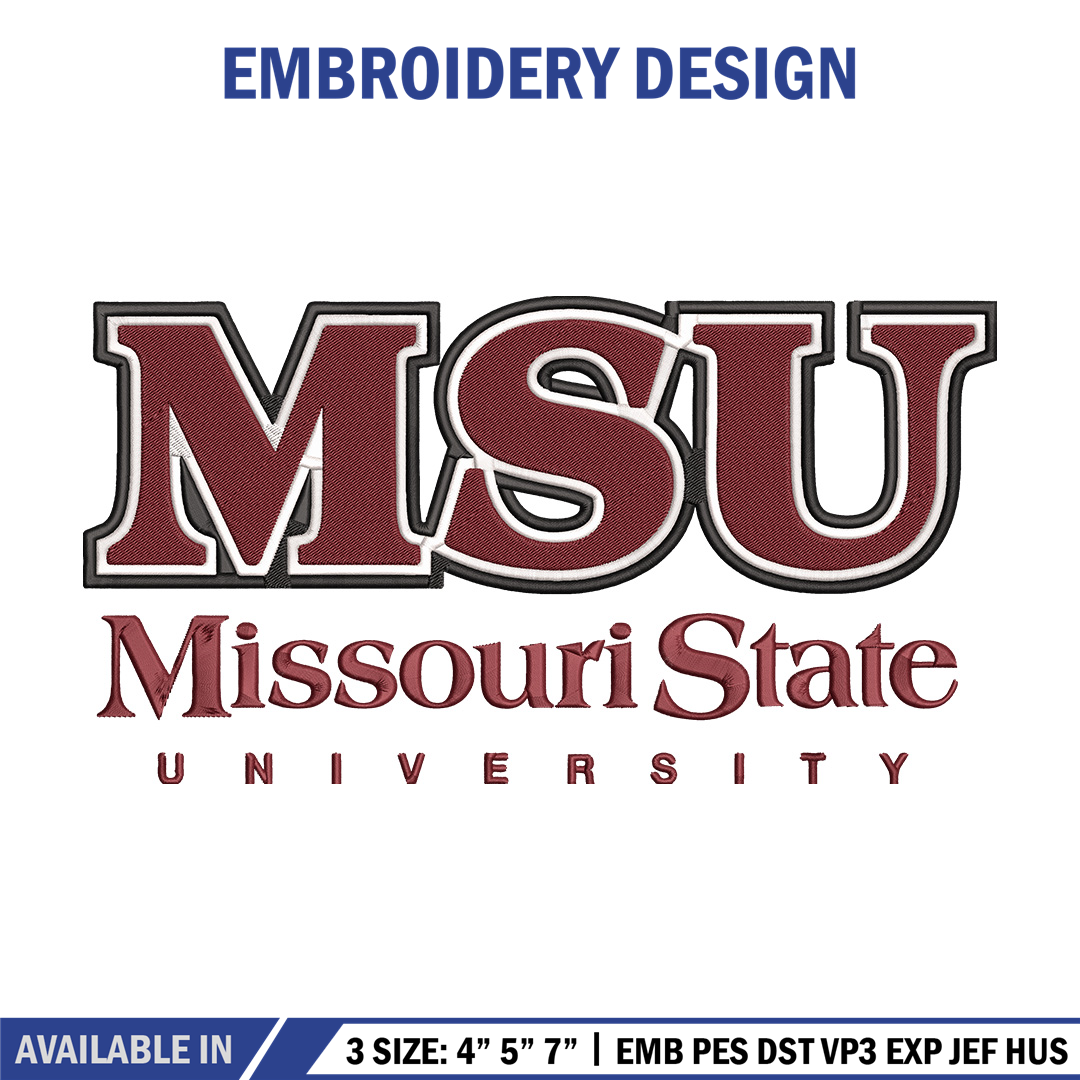 Missouri State logo embroidery design, NCAA embroidery, Spor | Inspire ...