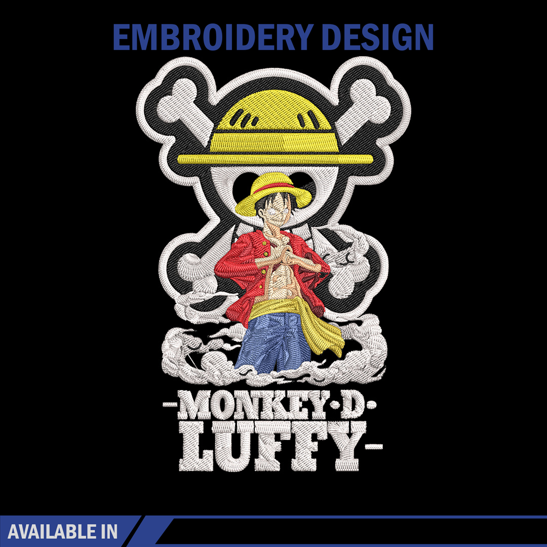 Monkey D Luffy Embroidery Design,One piece Embroidery, Embro | Inspire ...