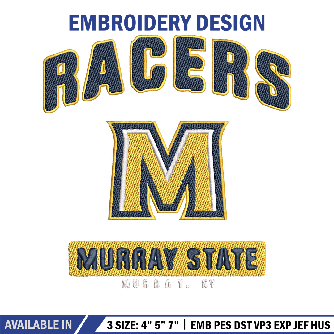 Murray State Racers logo embroidery design, NCAA embroidery, | Inspire ...