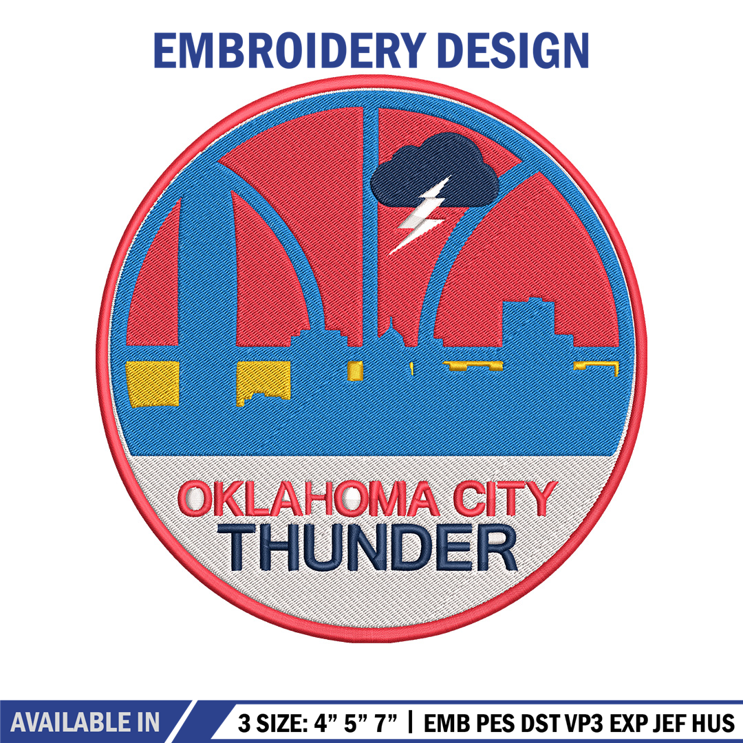 Oklahoma City Thunder logo embroidery design,NBA embroidery, | Inspire ...