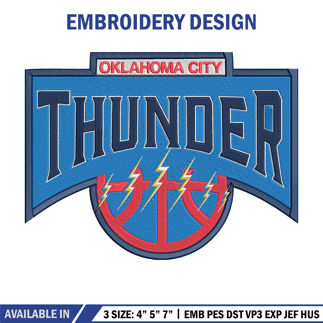 Oklahoma Thunder logo embroidery design,NBA embroidery,Sport | Inspire ...