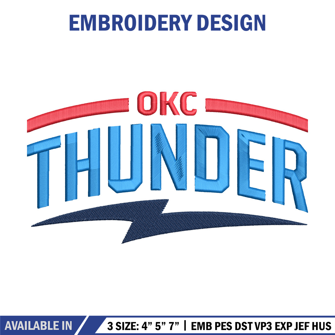 Oklahoma Thunder logo embroidery design,NBA embroidery,Sport | Inspire Uplift