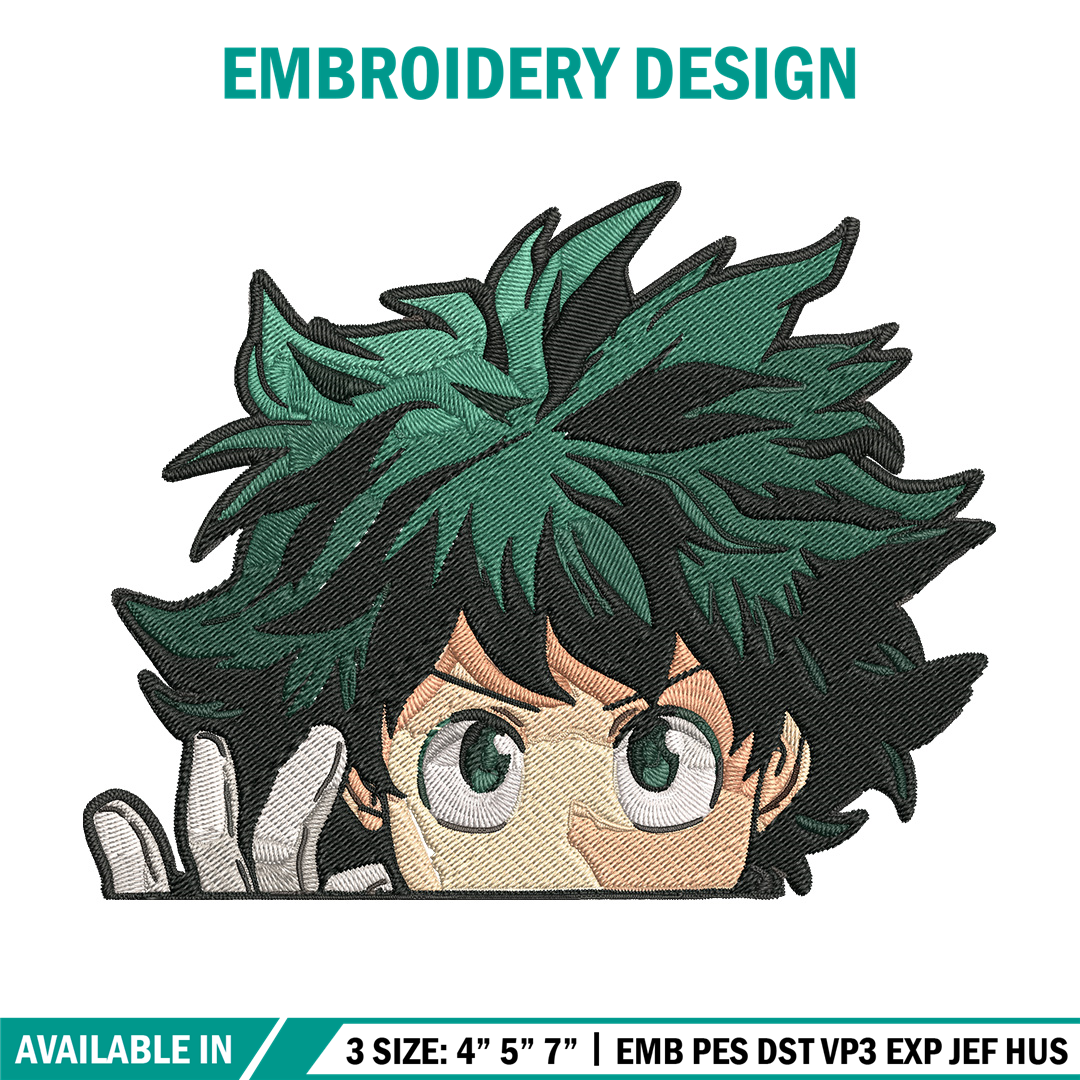 Deku Peek Embroidery Design, Mha Embroidery, Embroidery File | Inspire ...