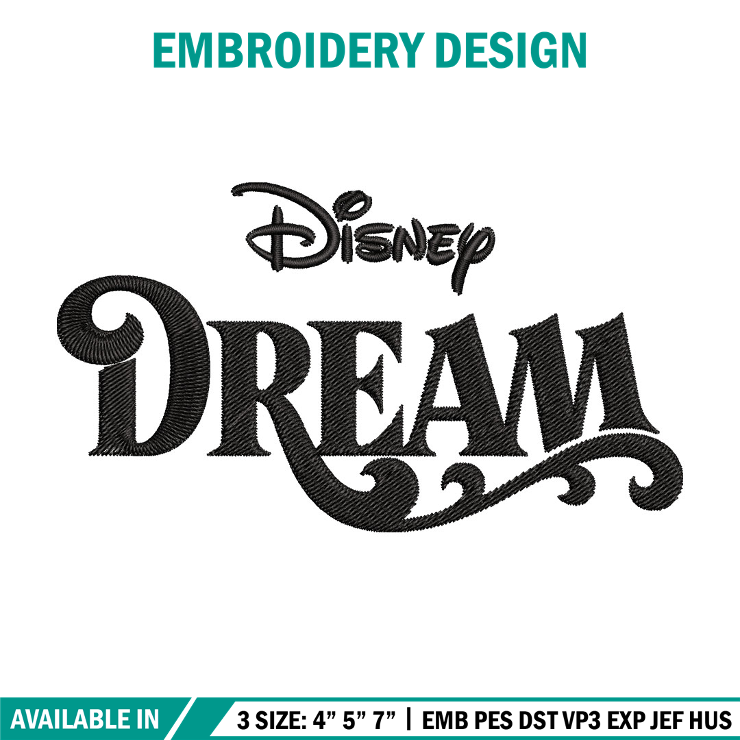 Disney Dream Embroidery Design, Disney logo Embroidery, Embr | Inspire ...