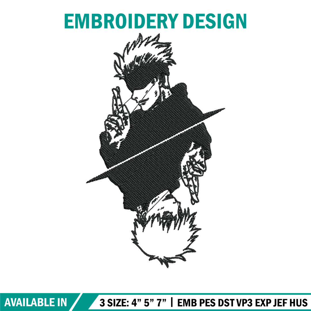 Gojo poster Embroidery Design, Jujutsu Embroidery, Embroider - Inspire ...