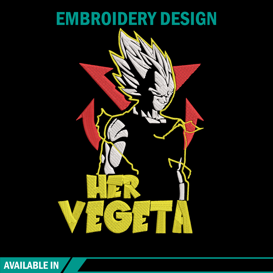 Her Vegeta Embroidery Design, Dragonball Embroidery, Embroid | Inspire ...