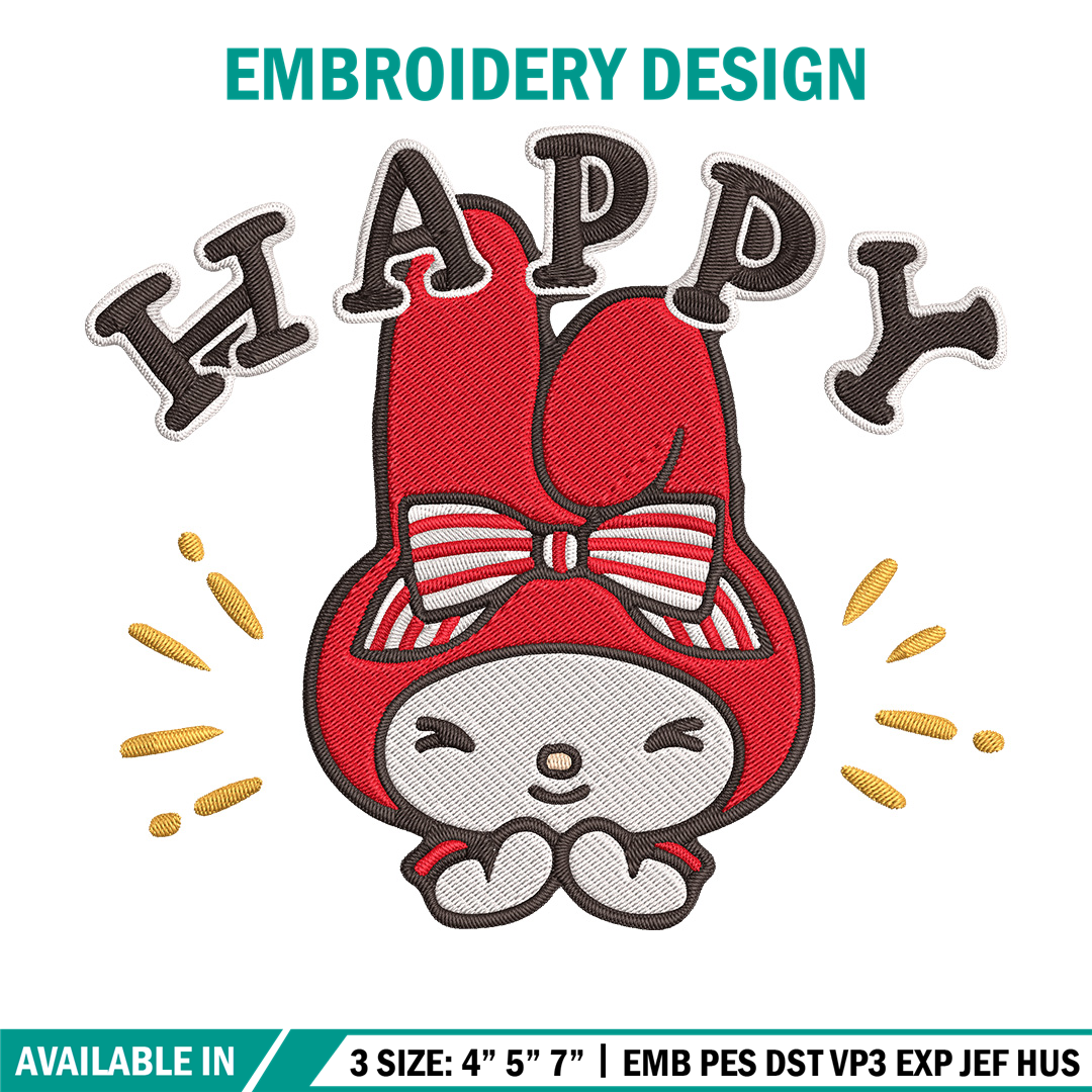 My Melody happy Embroidery Design, Hello kitty Embroidery, E | Inspire ...