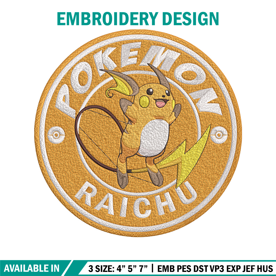 Raichu Embroidery Design, Pokemon Embroidery, Embroidery Fil | Inspire ...