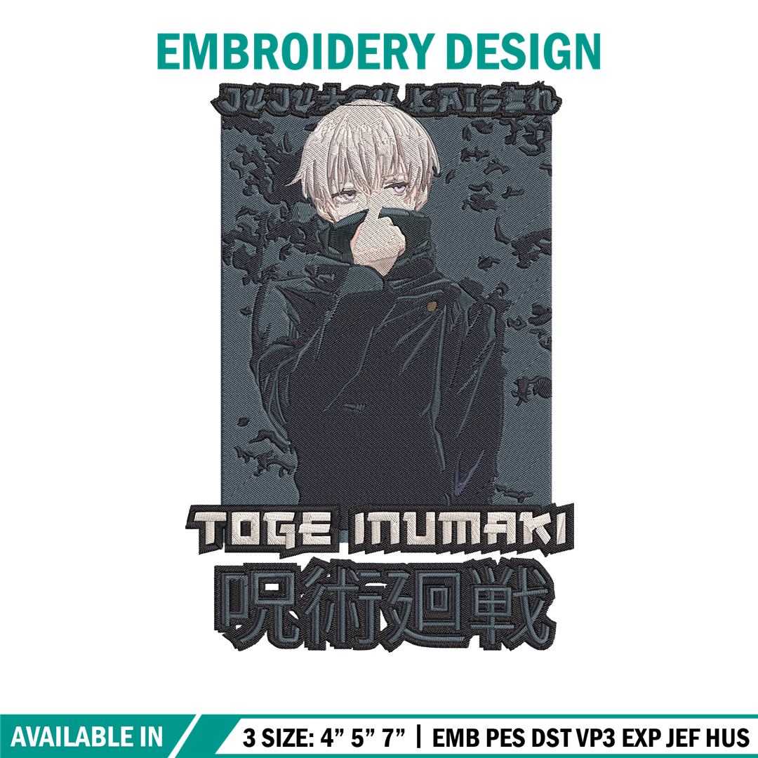 Toge inumaki Embroidery Design, Jujutsu Embroidery, Embroide - Inspire ...