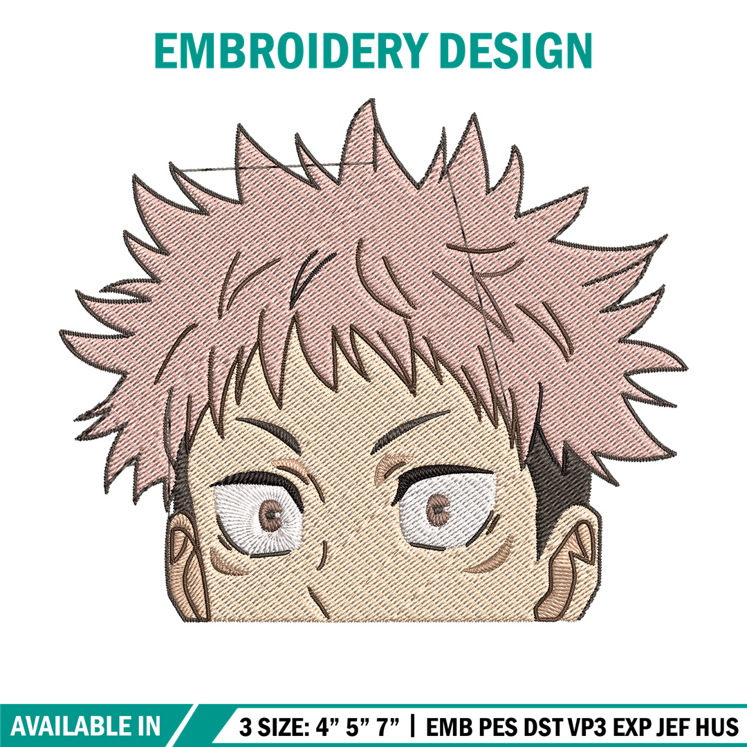 Yuji Peeker Embroidery Design, Jujutsu Embroidery, Embroider - Inspire ...