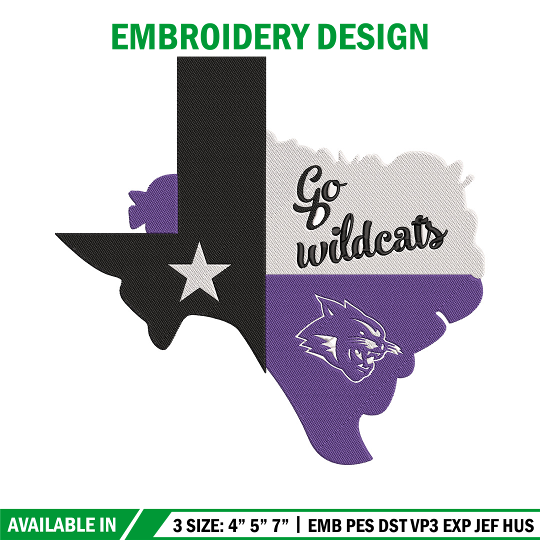 ACU Wildcats logo embroidery design,NCAA embroidery,Sport em | Inspire ...
