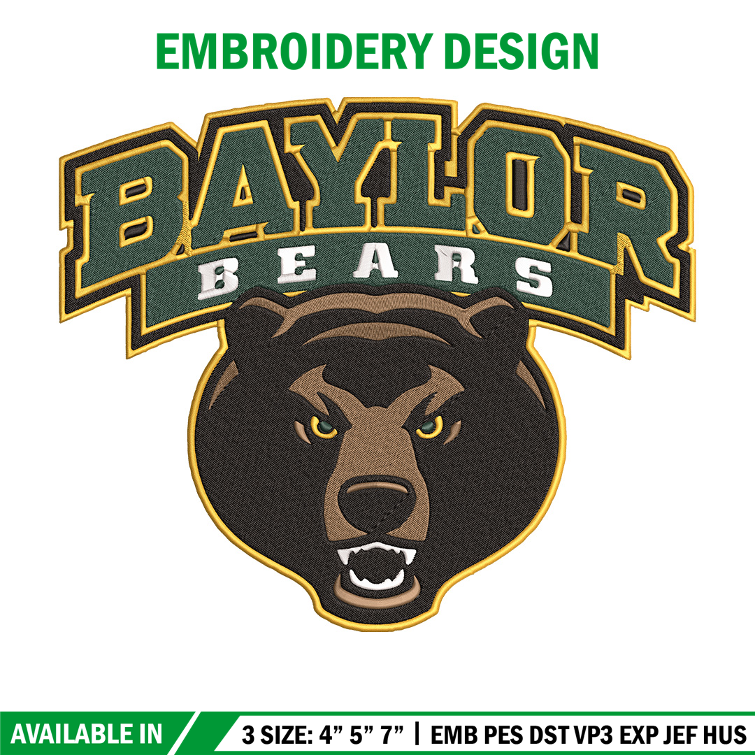 Baylor Bears logo embroidery design,NCAA embroidery,Sport em | Inspire ...