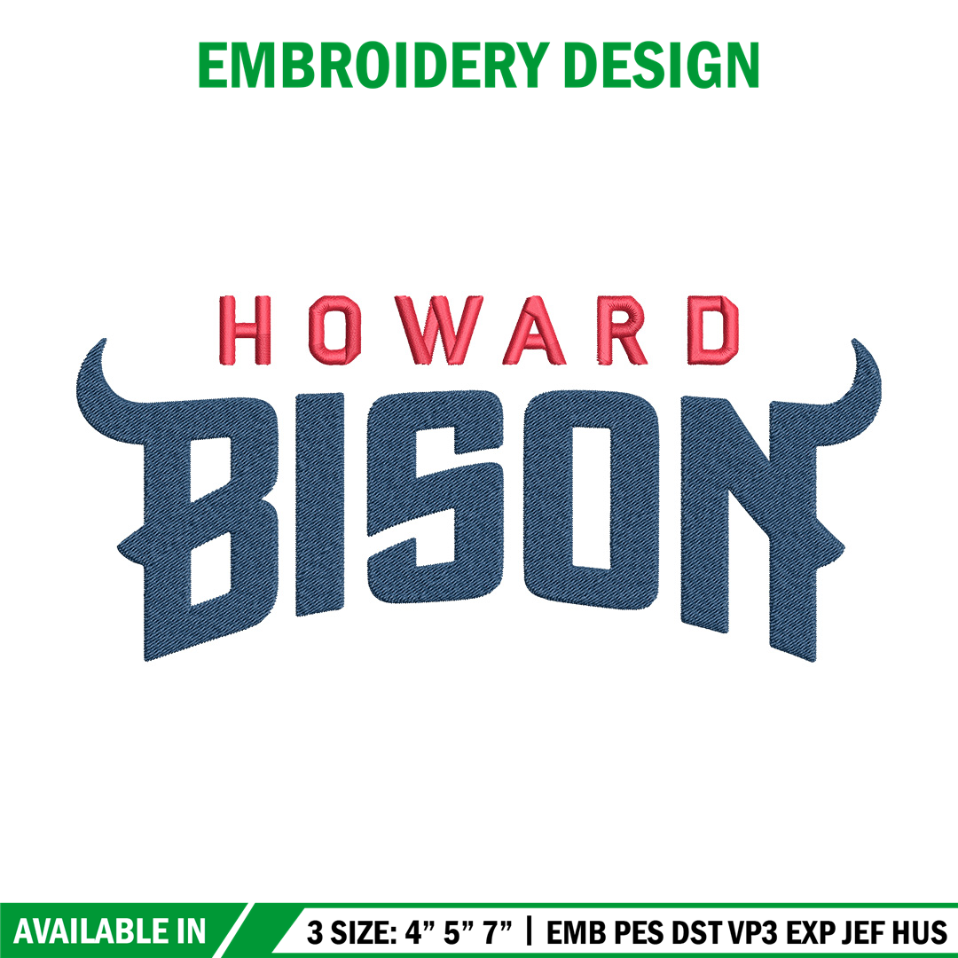 Howard Bison logo embroidery design, NCAA embroidery, Embroi | Inspire ...