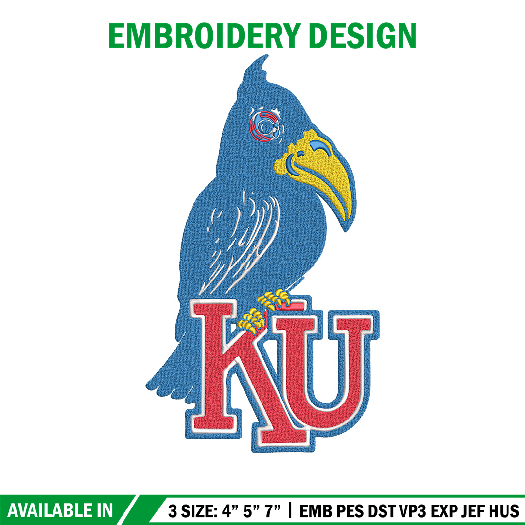 Kansas University logo embroidery design, NCAA embroidery, S | Inspire ...