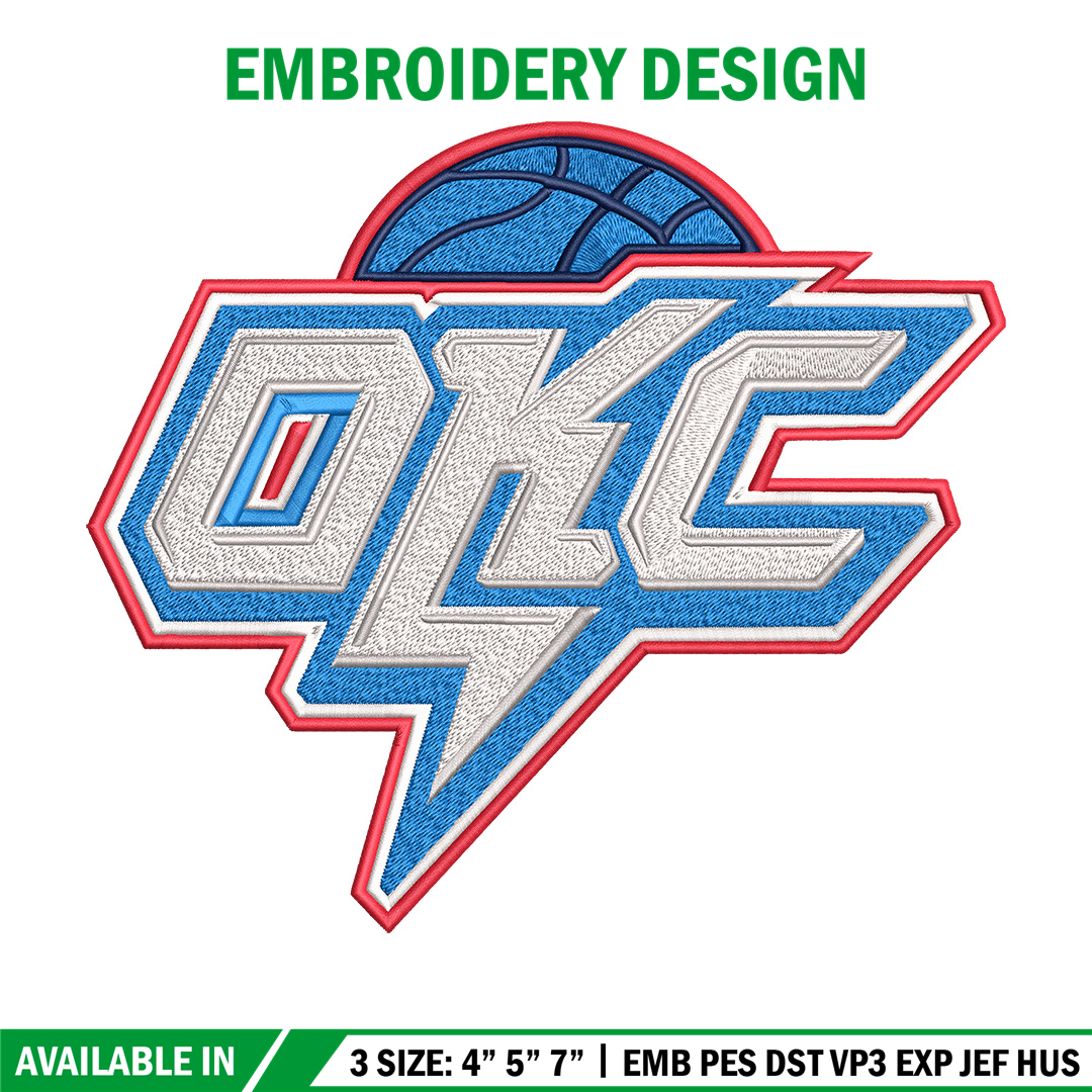 Oklahoma City Thunder logo embroidery design, NBA embroidery | Inspire ...