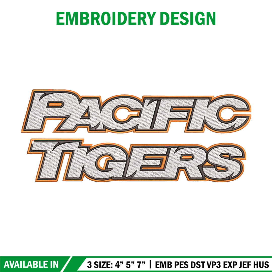 Pacific Tigers logo embroidery design, Sport embroidery, log | Inspire ...