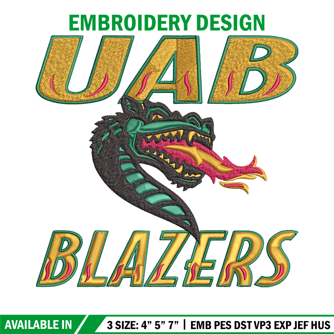 UAB Blazers logo embroidery design, NCAA embroidery, Sport e | Inspire ...
