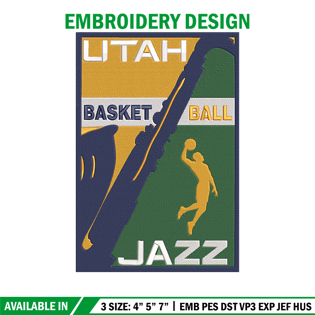 Utah Jazz logo embroidery design, NBA embroidery, Sport embr | Inspire ...