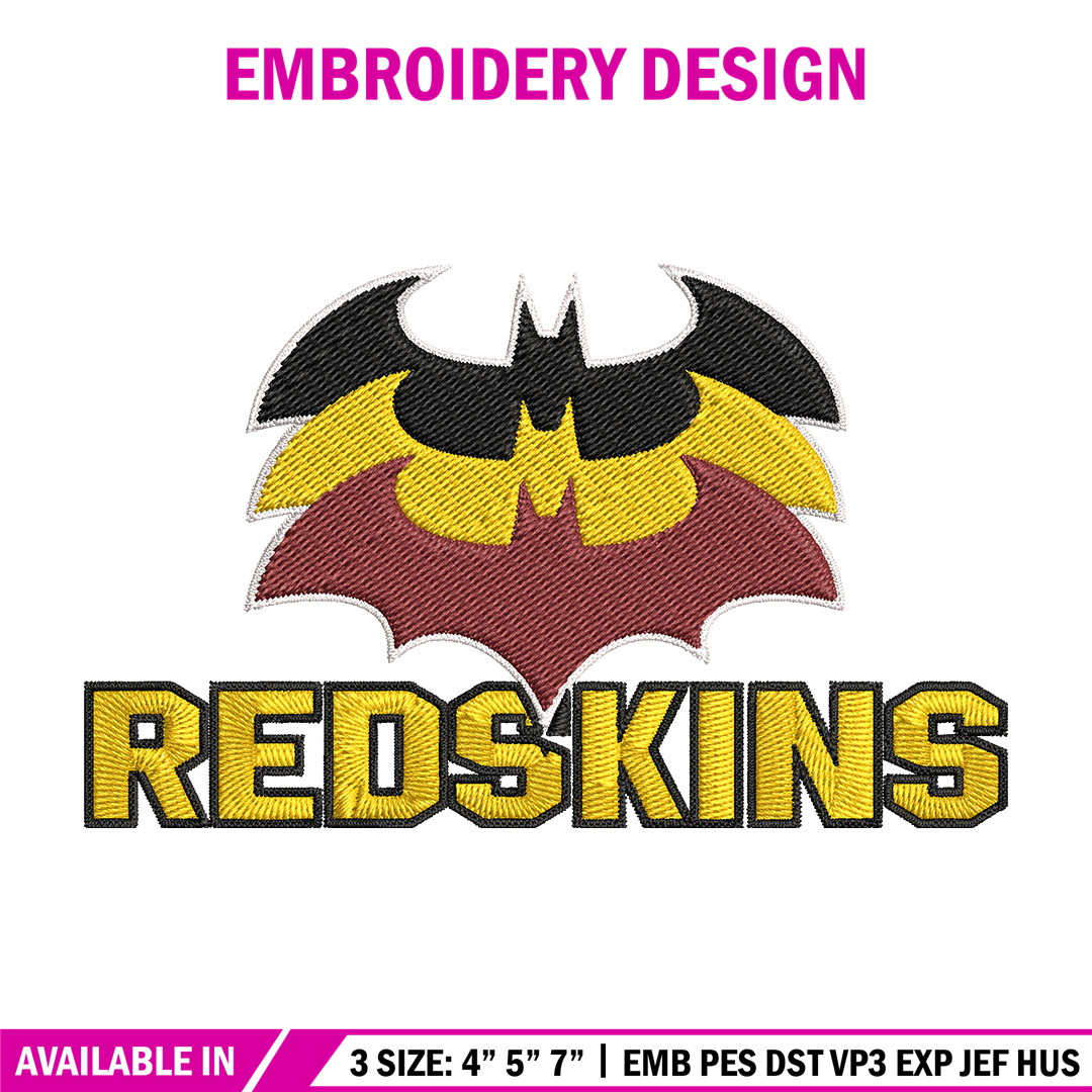 Batman Symbol Washington Redskins embroidery design, Washing | Inspire ...