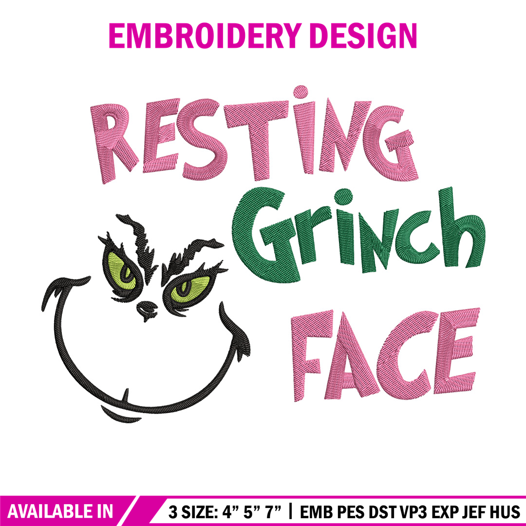 Grinch face Embroidery Design, Grinch Embroidery, Embroidery - Inspire ...