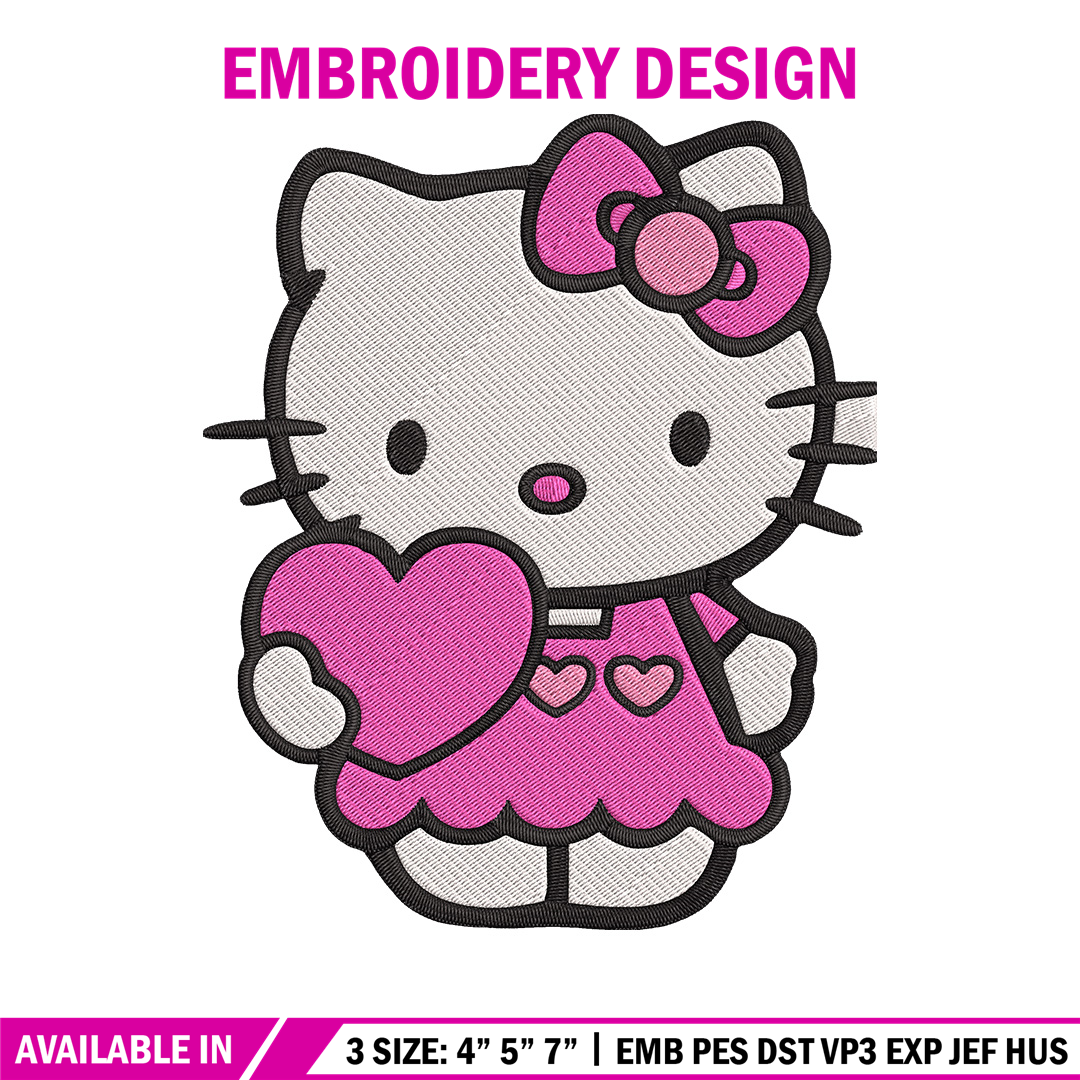 Hello kitty heart Embroidery Design, Hello kitty Embroidery, | Inspire ...