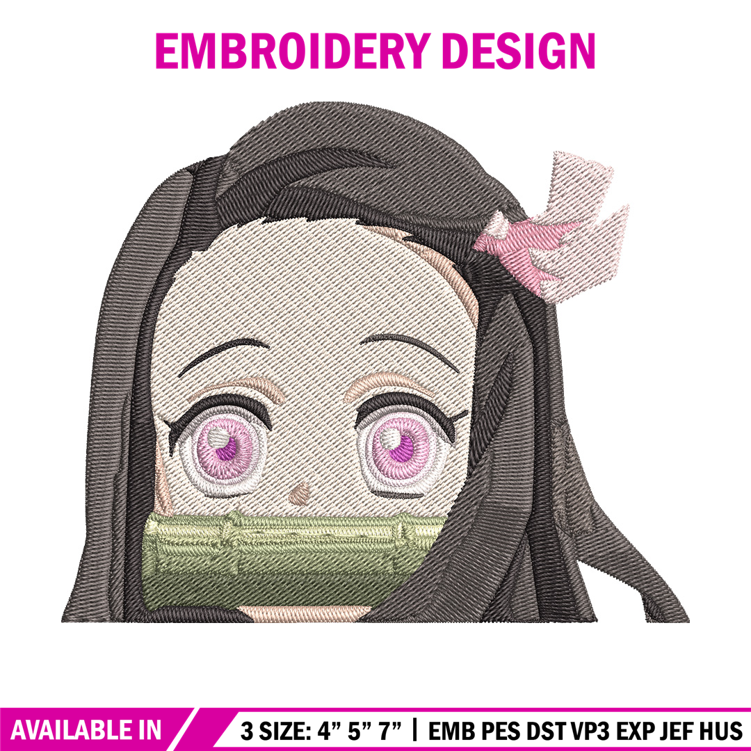 Nezuko Peeker Embroidery Design, Demon slayer Embroidery, Em | Inspire ...