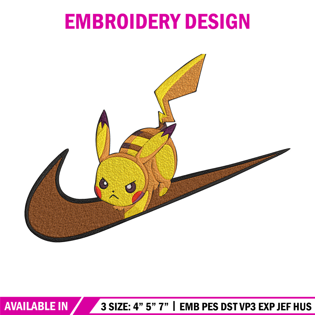 Pikachu x nike Embroidery Design, Pokemon Embroidery, Embroi | Inspire ...