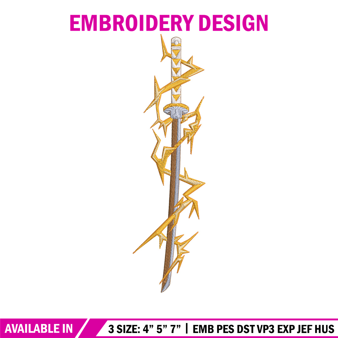 Zenitsu sword Embroidery Design, Demon slayer Embroidery, Em | Inspire ...