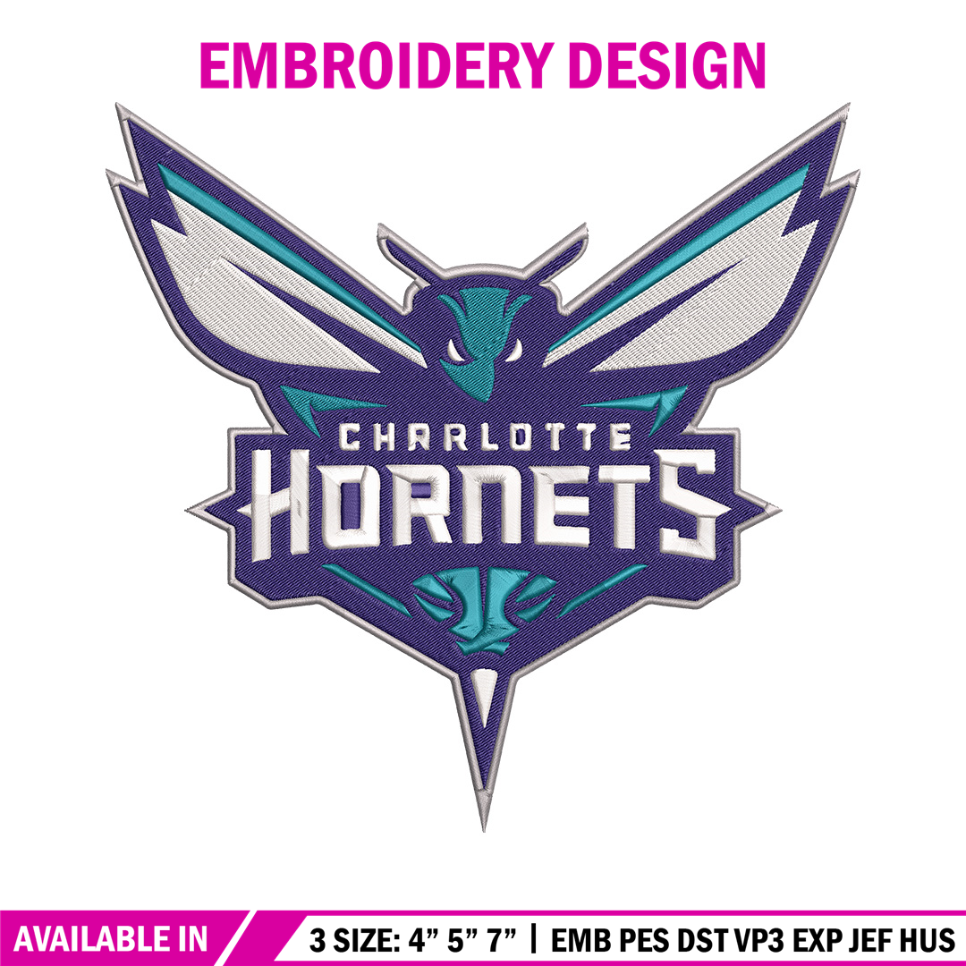 Charlotte Hornets logo embroidery design, NBA embroidery, Sp | Inspire ...