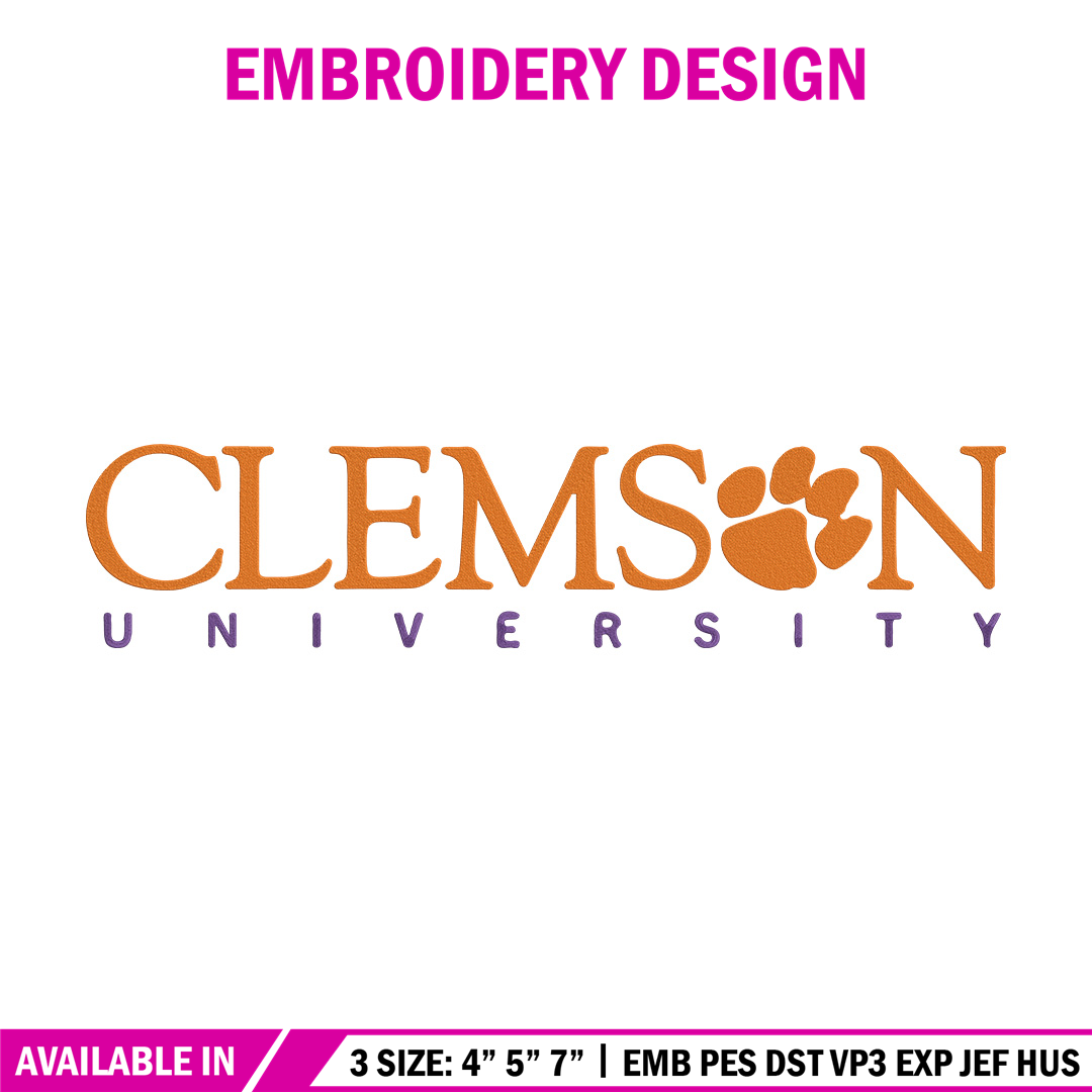 Clemson University logo embroidery design, NCAA embroidery, | Inspire ...