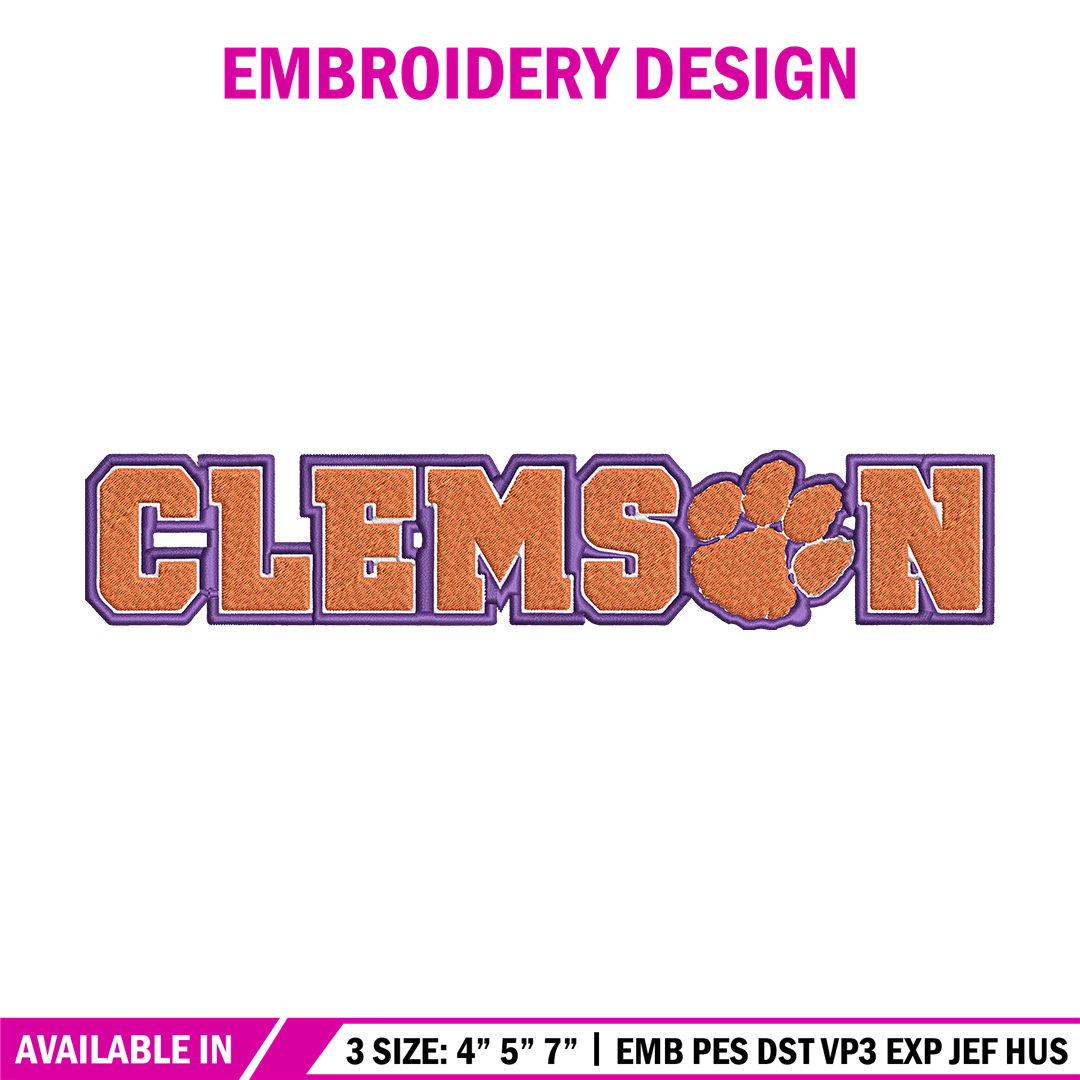 Clemson University logo embroidery design,NCAA embroidery, S | Inspire ...