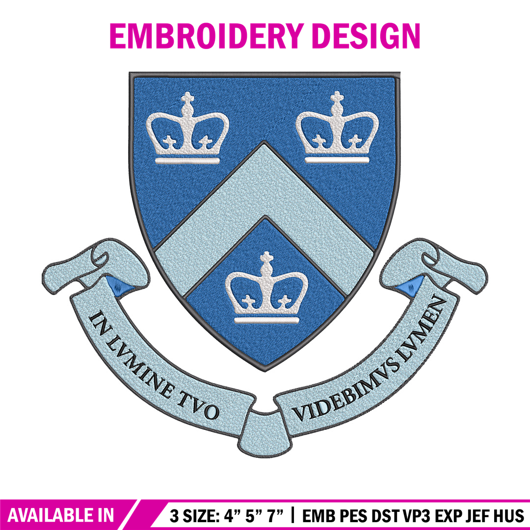 Columbia University logo embroidery design, Sport embroidery | Inspire ...