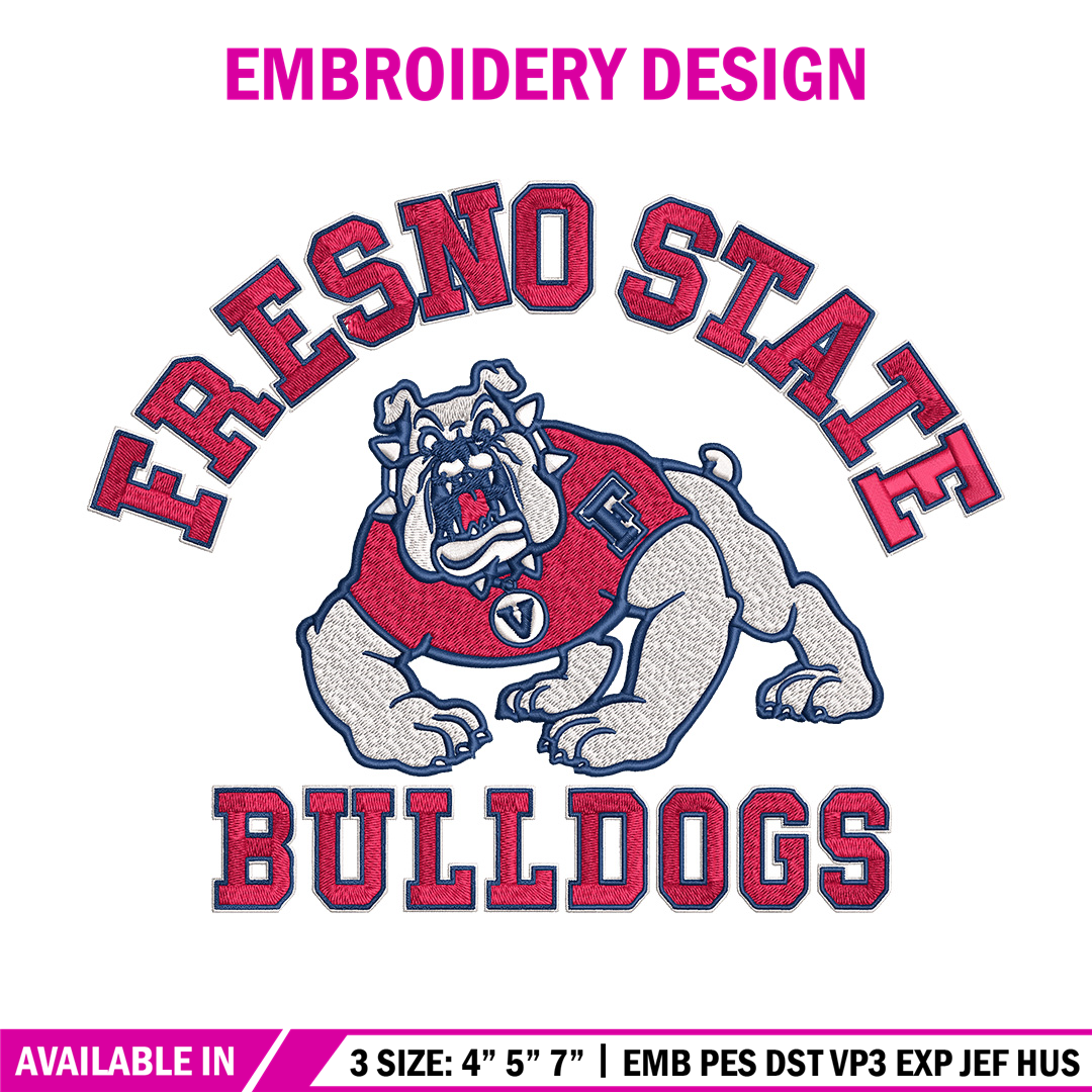 Fresno State Bulldogs logo embroidery design, Sport embroide | Inspire ...