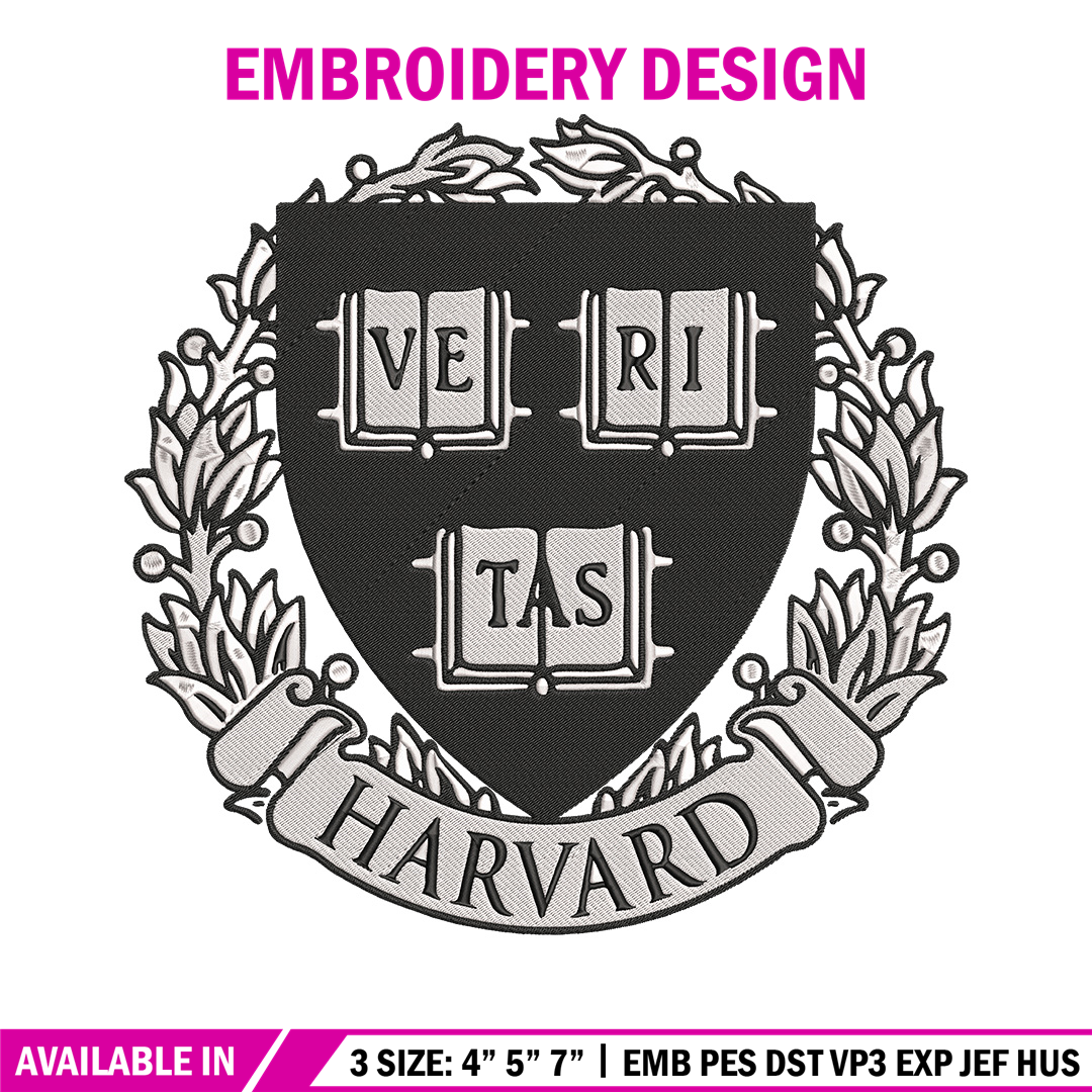 Harvard University logo embroidery design, NCAA embroidery, | Inspire ...