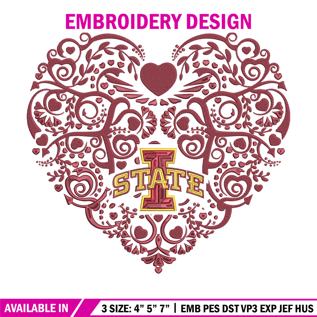 Iowa State Cyclones heart embroidery design, Sport embroider | Inspire ...