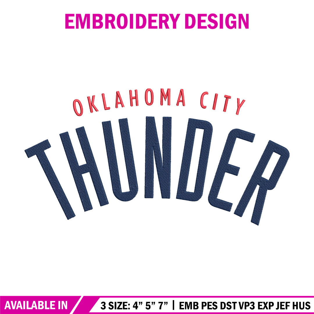 Oklahoma Thunder logo embroidery design, NBA embroidery, Spo | Inspire ...