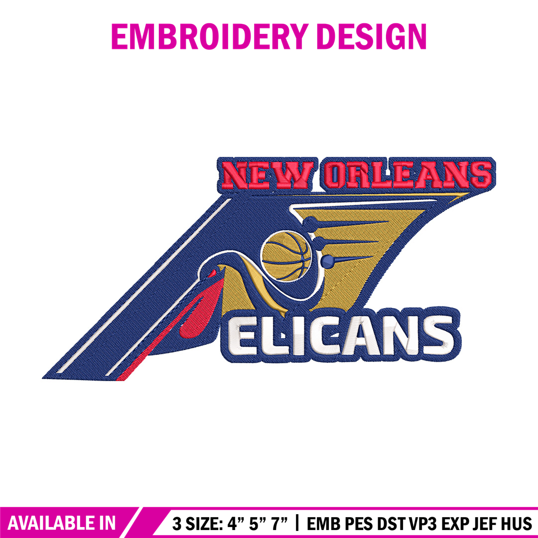Orleans Pelicans logo embroidery design, NBA embroidery,Spor | Inspire ...