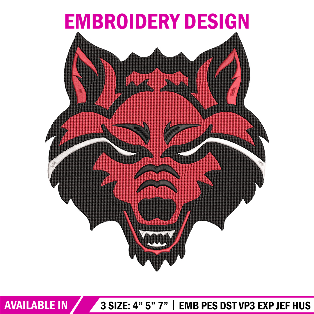 Red Wolves logo embroidery design, NCAA embroidery,Sport emb | Inspire ...