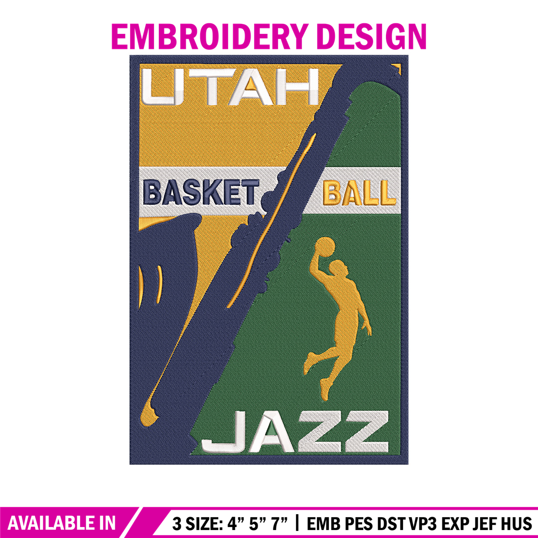 Utah Jazz logo embroidery design, NBA embroidery, Sport embr | Inspire ...