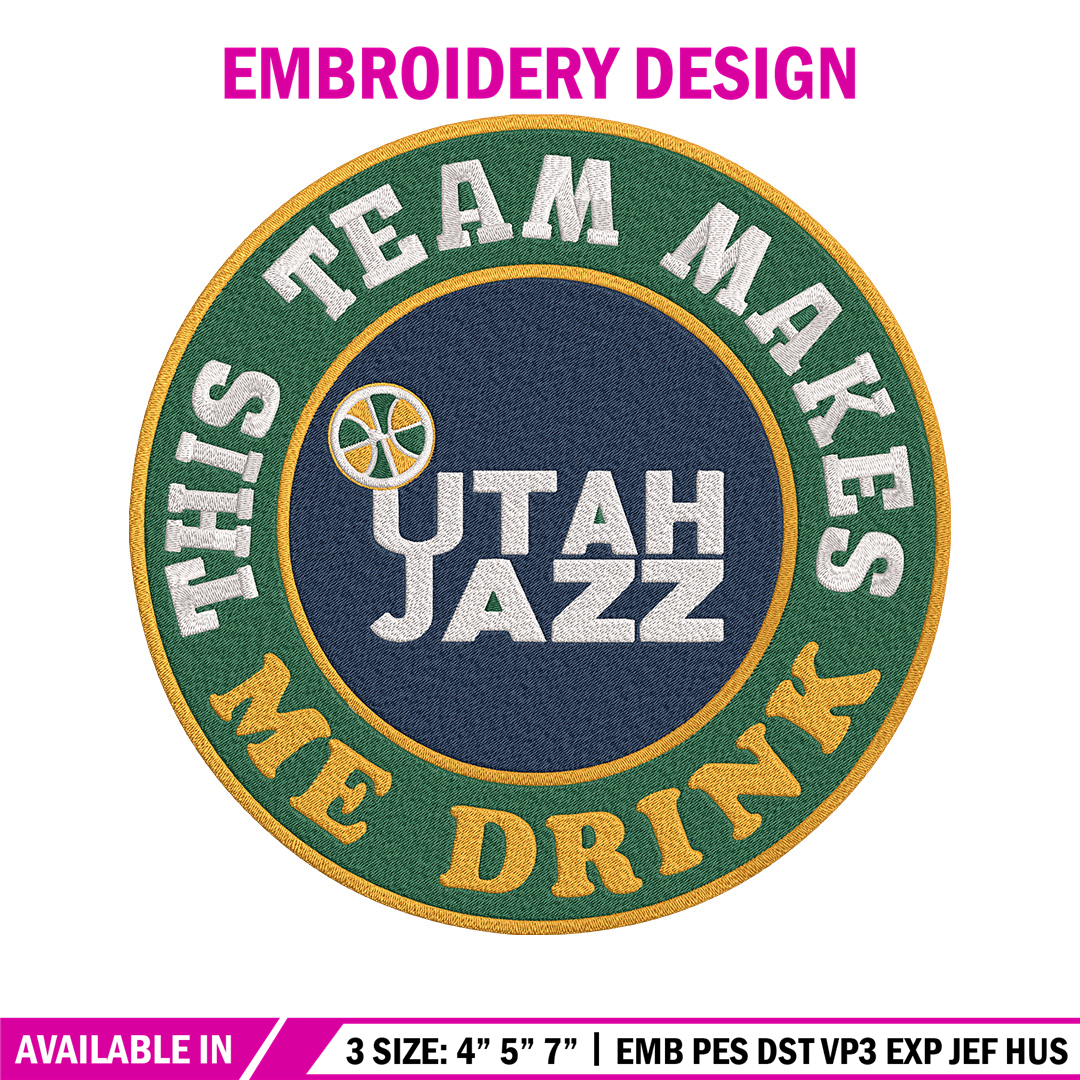 Utah Jazz logo embroidery design, NBA embroidery,Sport embro | Inspire ...