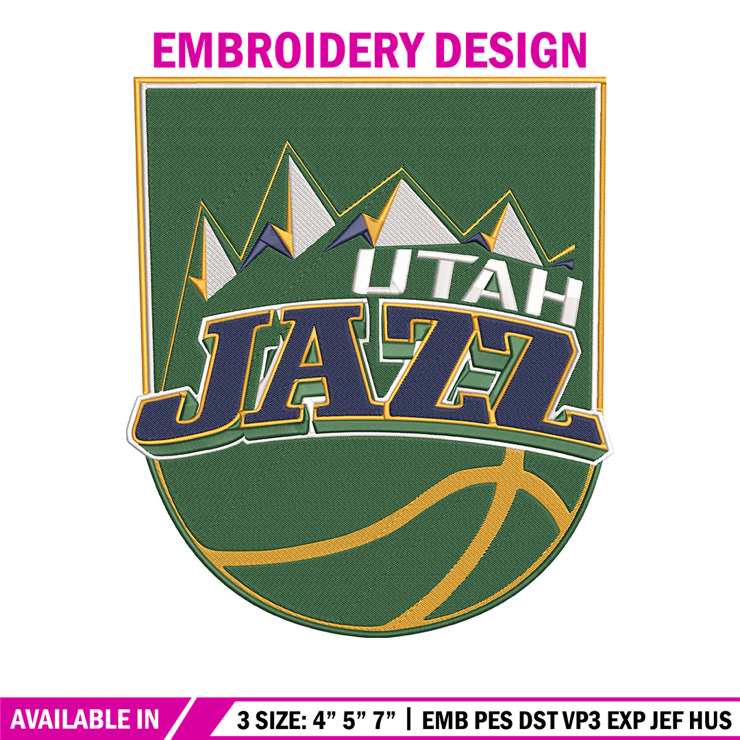 Utah Jazz logo embroidery design,NBA embroidery,Sport embroi | Inspire ...