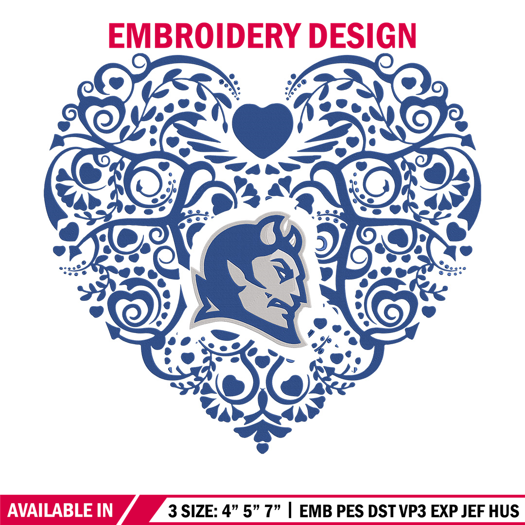 Duke Blue Devils heart embroidery design, Sport embroidery, | Inspire ...