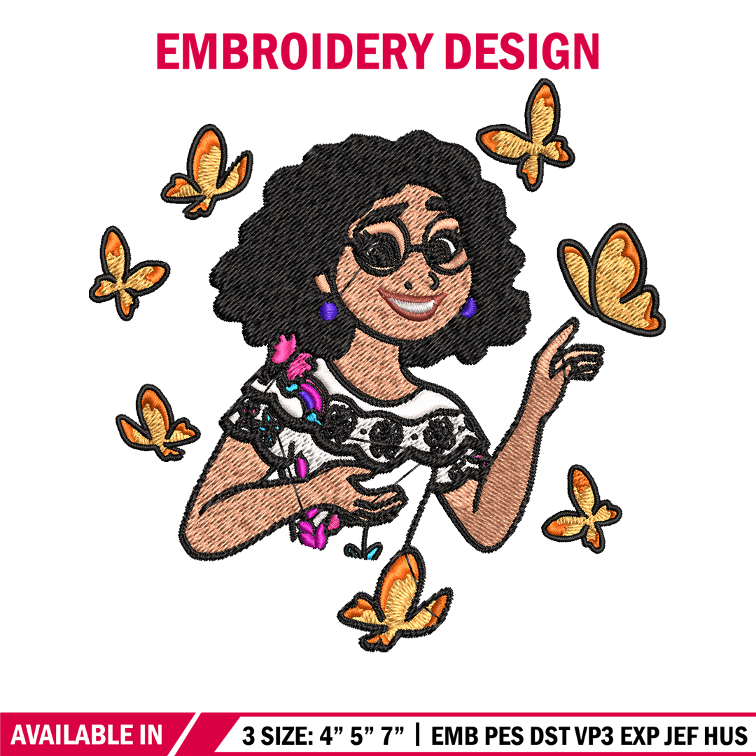 Girl with butterfly cartoon Embroidery design, Cartoon Embro | Inspire ...